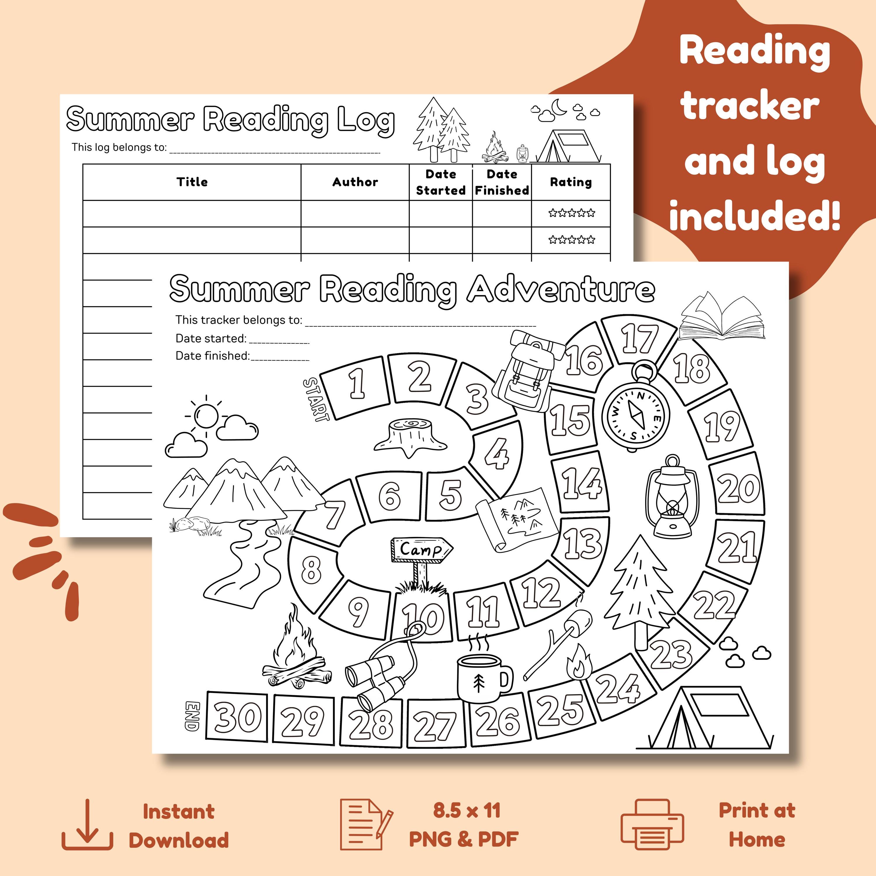 Summer Reading Tracker | Printable Coloring Pages | 30-day Reading ...
