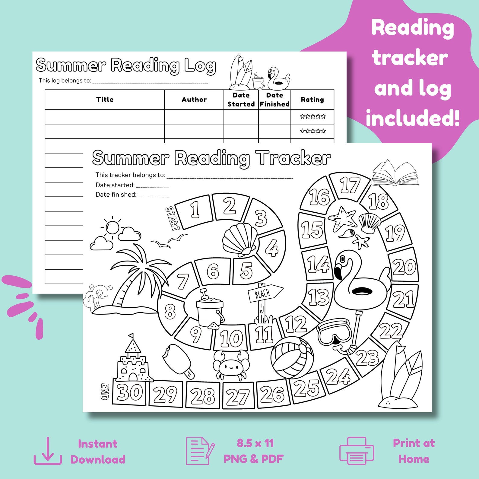 Summer Reading Challenge | Printable Coloring Pages | 30-day Reading ...