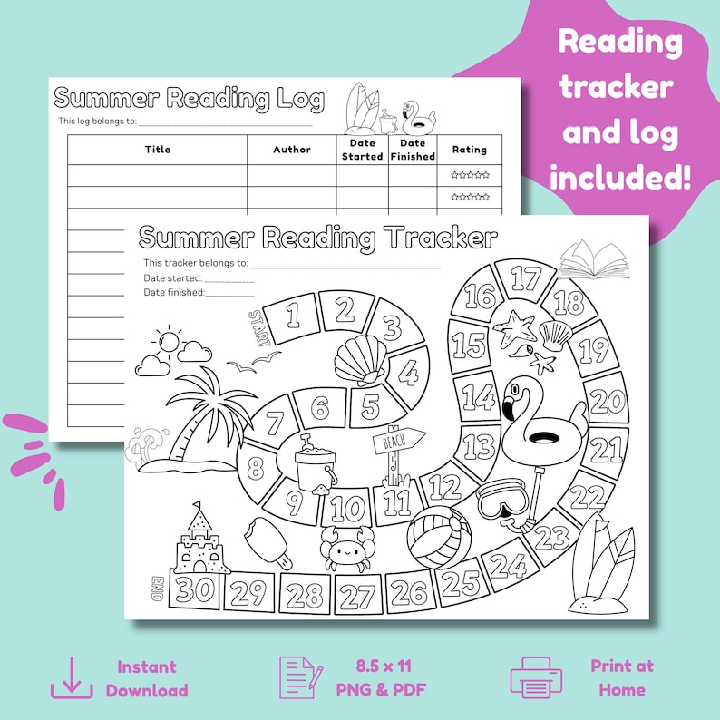 Summer Reading Challenge | Printable Coloring Pages | 30-day Reading ...