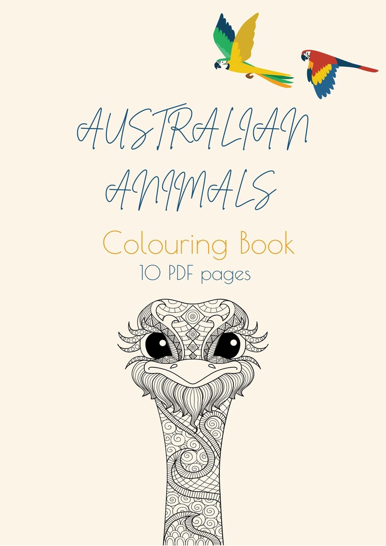 Australian Animals Colouring Book - Etsy