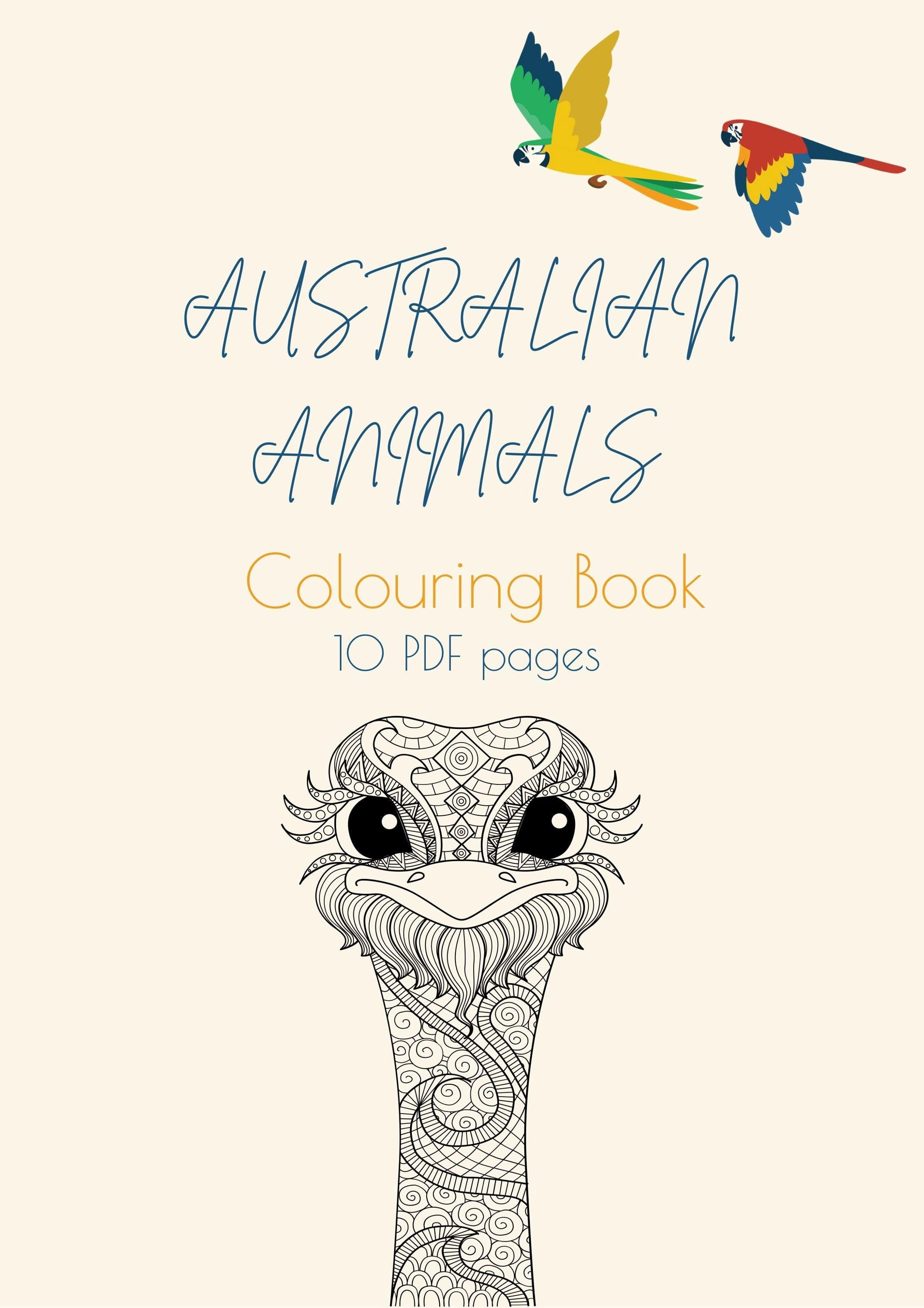 Australian Animals Colouring Book - Etsy