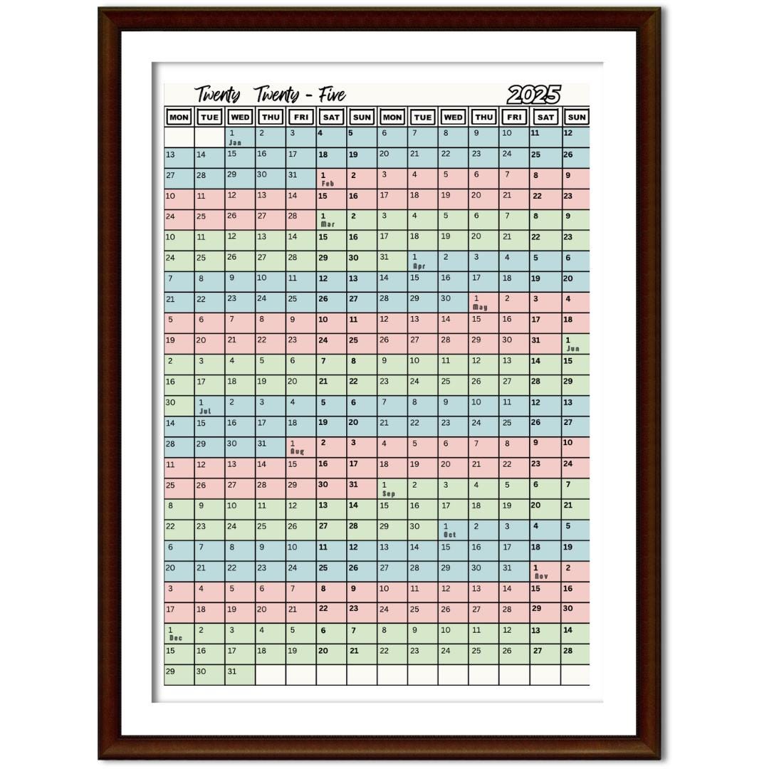 Custom 2025 Two Week Calendar Poster - Printable 18x24 Wall Art - Etsy