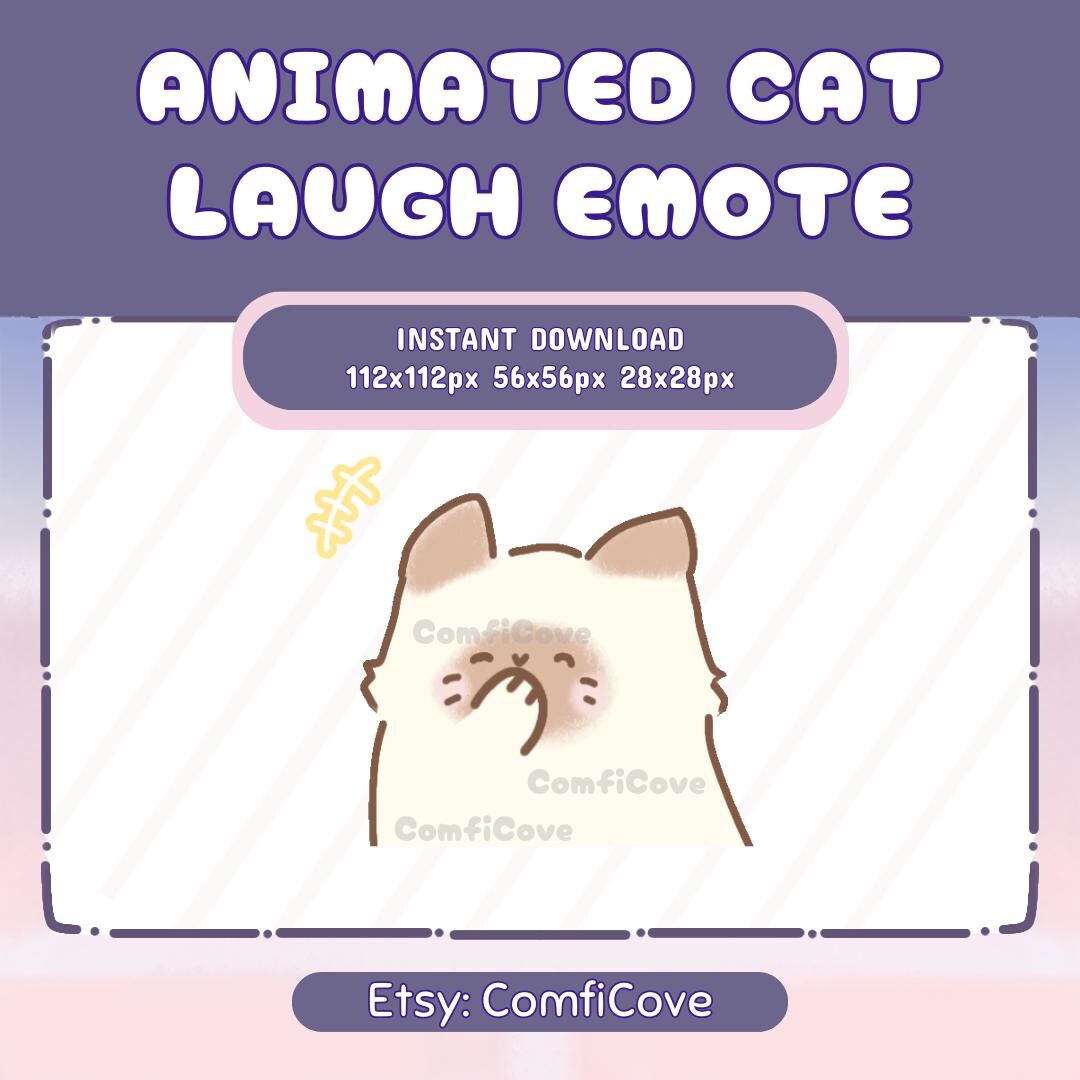 Animated Cat Laugh Emote Twitch Siamese Cat Comfy Cozy Cute Animation ...