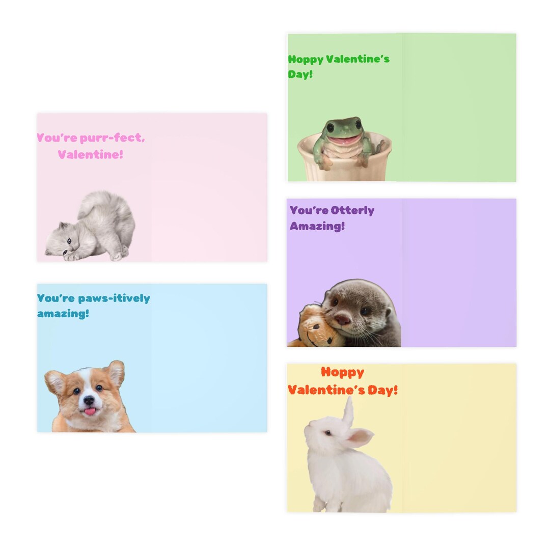 Animal Valentines Day Card Bundle for Kids Customizable Designs ...