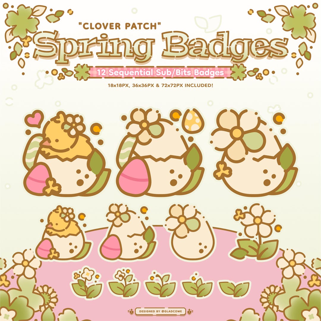 Clover Patch - Spring Season Twitch Sub/bits Badges | 12 Sequential ...