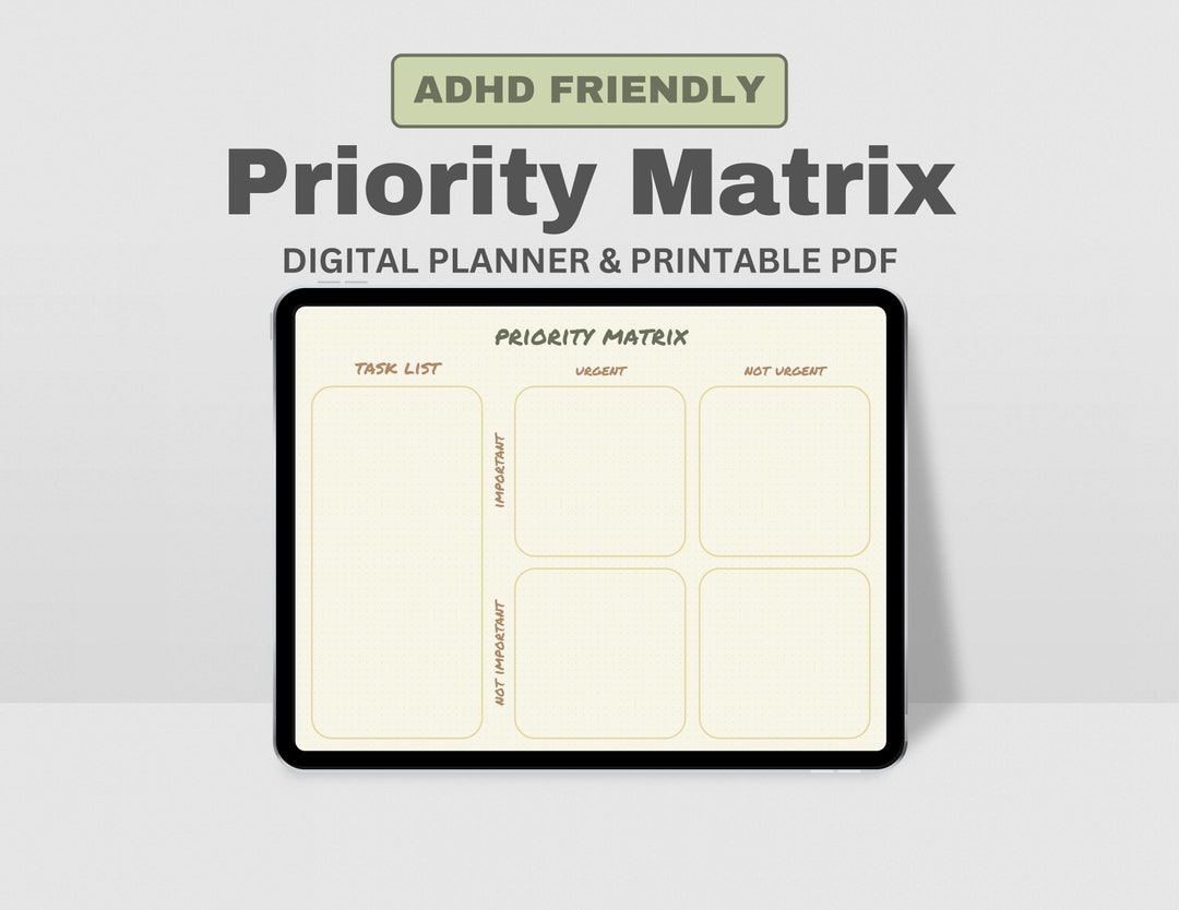 Priority Matrix Digital and Printable Template, Eisenhower Matrix ...