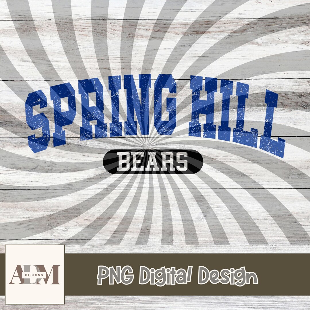 Spring Hill Bears Distressed, Blue and Gold, Bears, Mascot, PNG, DTF ...