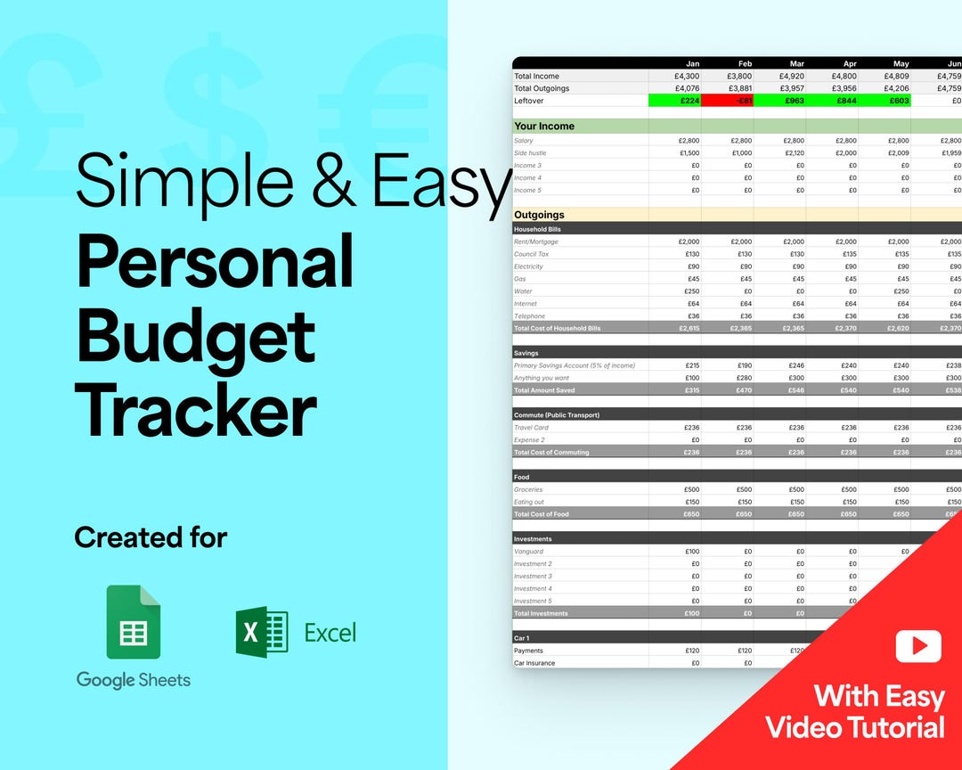 Customisable Monthly Cash Flow Tracker | Budget & Expense Planner ...
