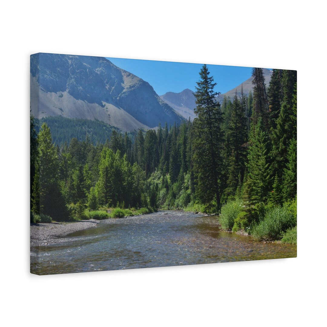 Mountain Stream Scenic Wall Art Canvas Print, Glacier National Park Art ...