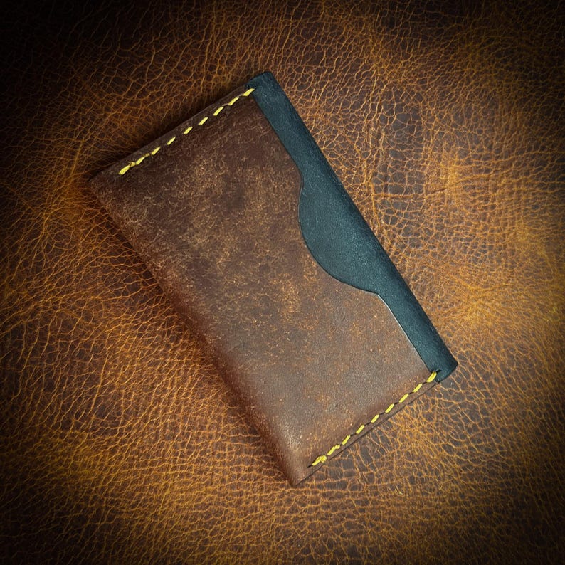 Tuck Wallet Three Pocket Tobacco/navy - Etsy