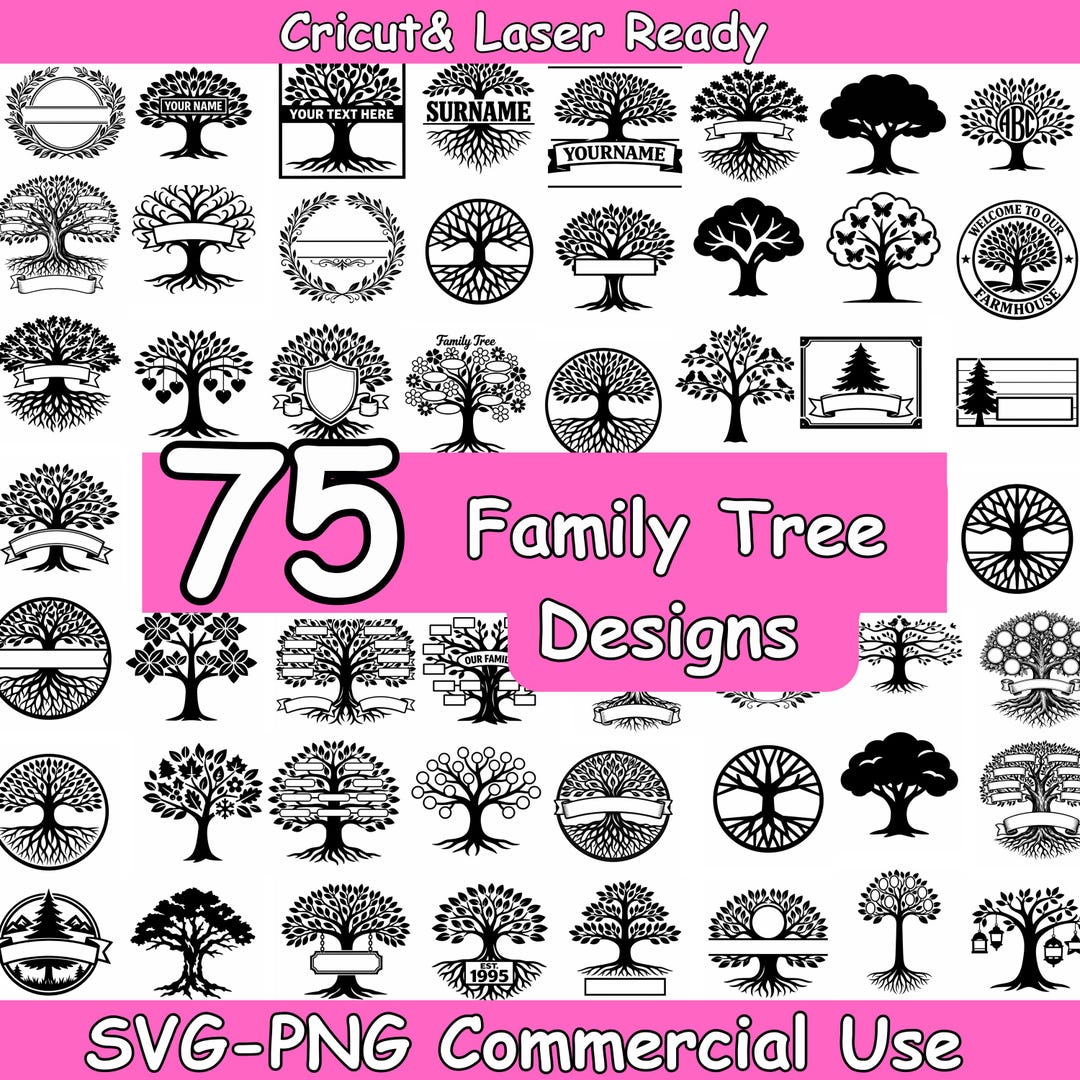 Family Tree SVG Bundle | Genealogy Name Signs, Cricut Cut Files (120 ...