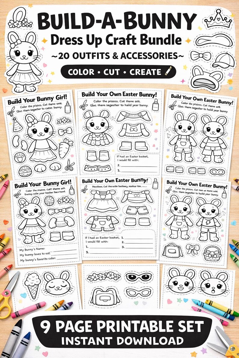 Build Your Own Bunny Printable | Easter Bunny Craft for Kids | Cut and ...