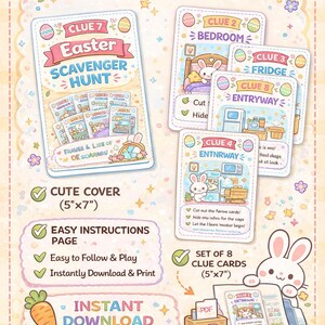 Easter Scavenger Hunt Printable, Easter Egg Hunt Clues for Kids, Indoor ...