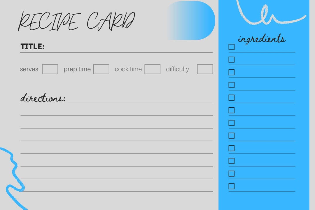 Blank Recipe Card - Etsy