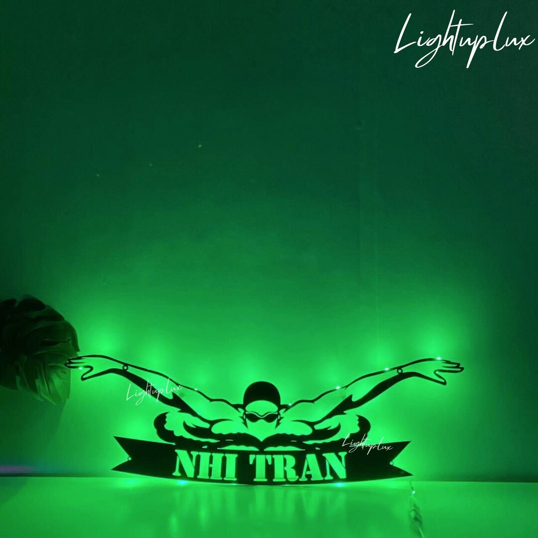 Personalized Man Swimming Metal Wall Art | Custom Swimmer Name Man Cave ...