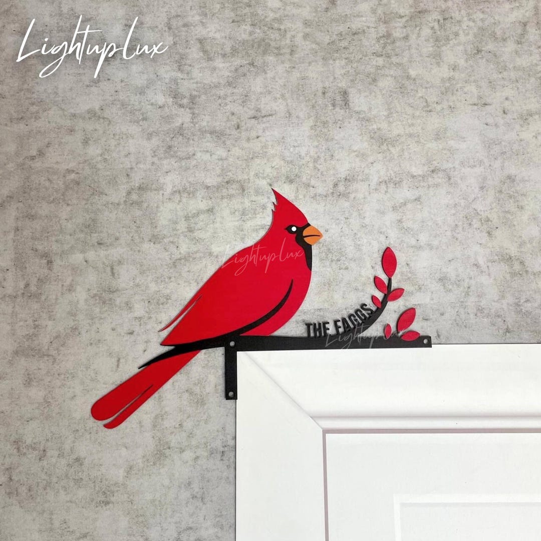 Cardinal Bird Door Topper Wall Art | Red Cardinal Door Hanger ...