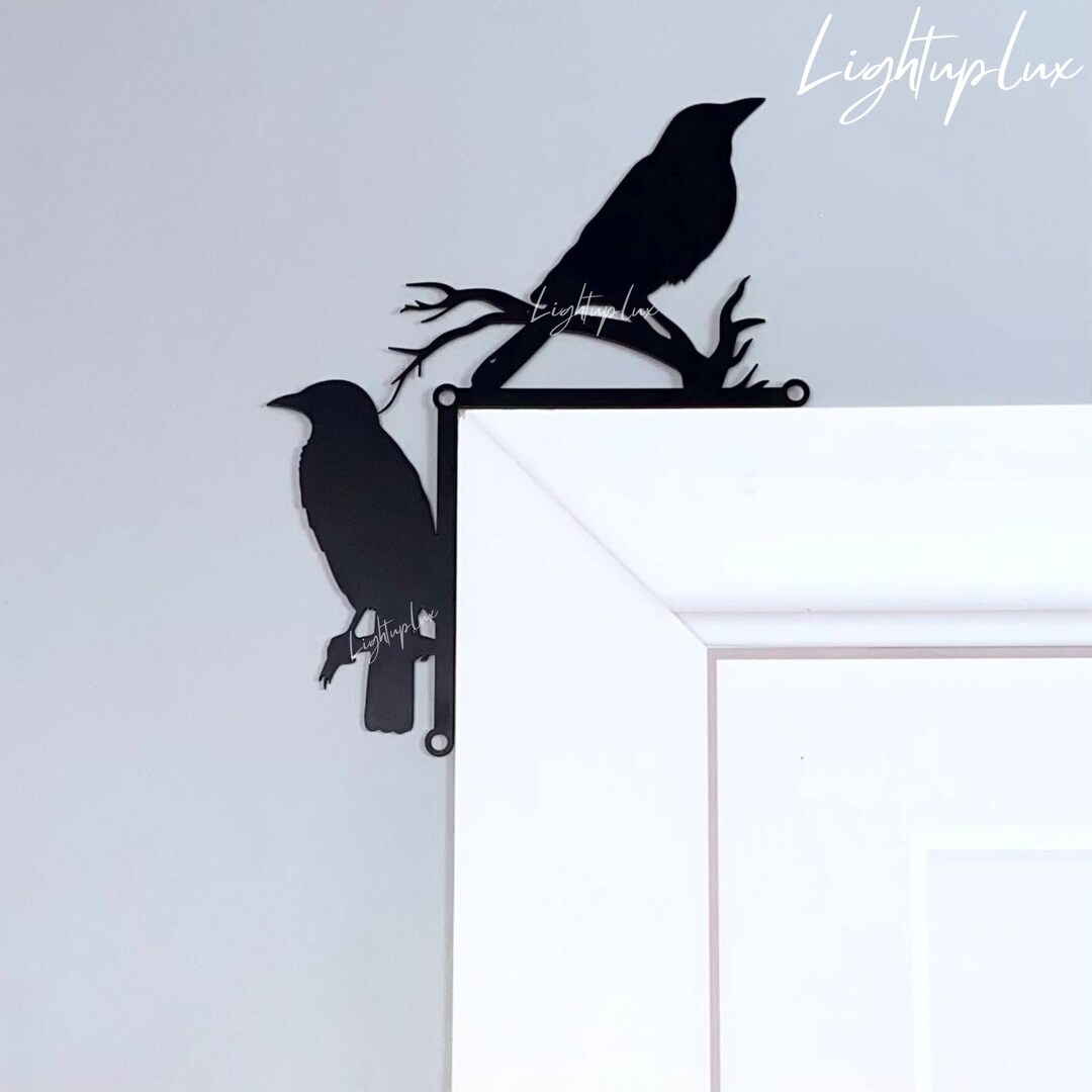 Raven Door Corner Metal Wall Art | Crow on Branch Doorframe Corner Wall ...
