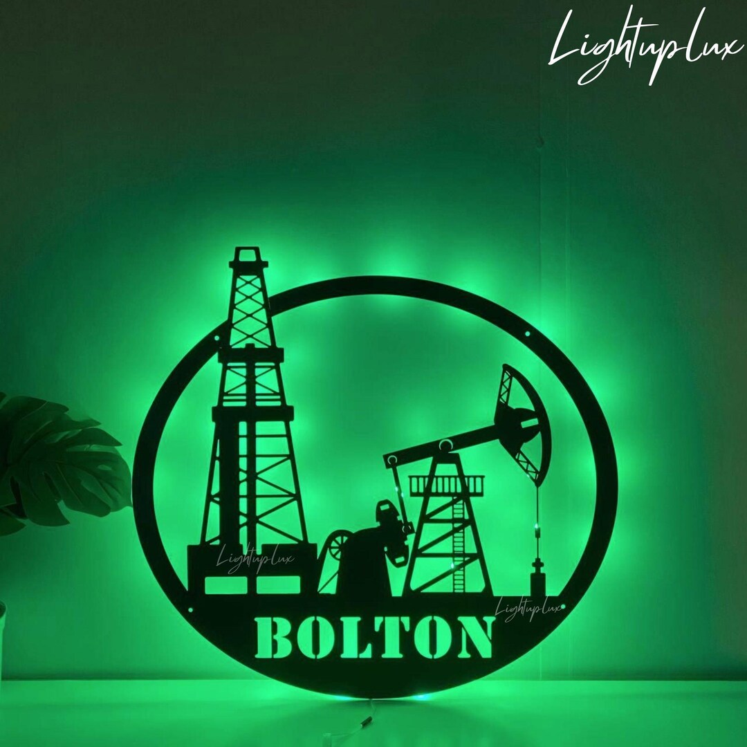 Personalized Oil Rig Metal Wall Art Led Light | Custom Oil Field Worker ...