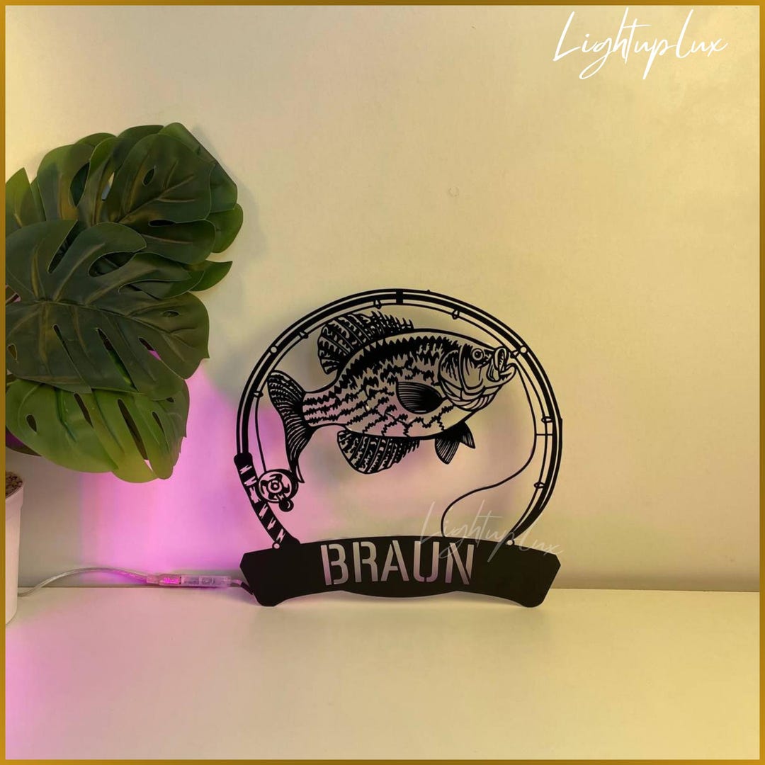 Personalized Black Crappie Fish Metal Wall Art | Custom Name Fisherman ...