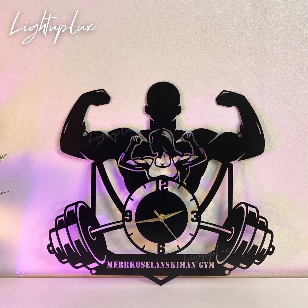 Fitness Gym Wall Clock | Personalized Metal Round Wall Clock for ...