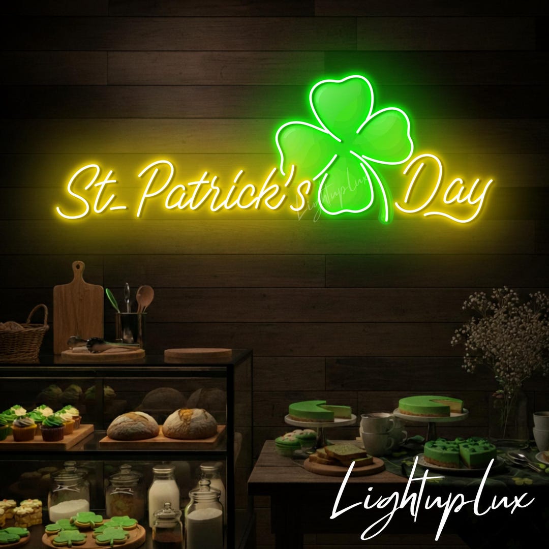 Shamrock Neon Sign for Restaurant, Cafe or Living Room Decor, St ...