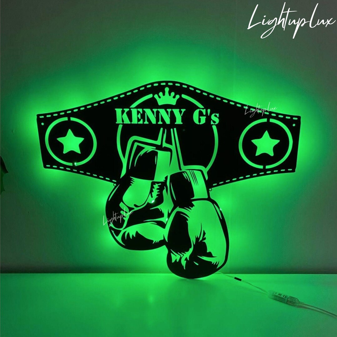 Personalized Boxing Metal Wall Art Led Light | Custom Boxer Sign Wall ...