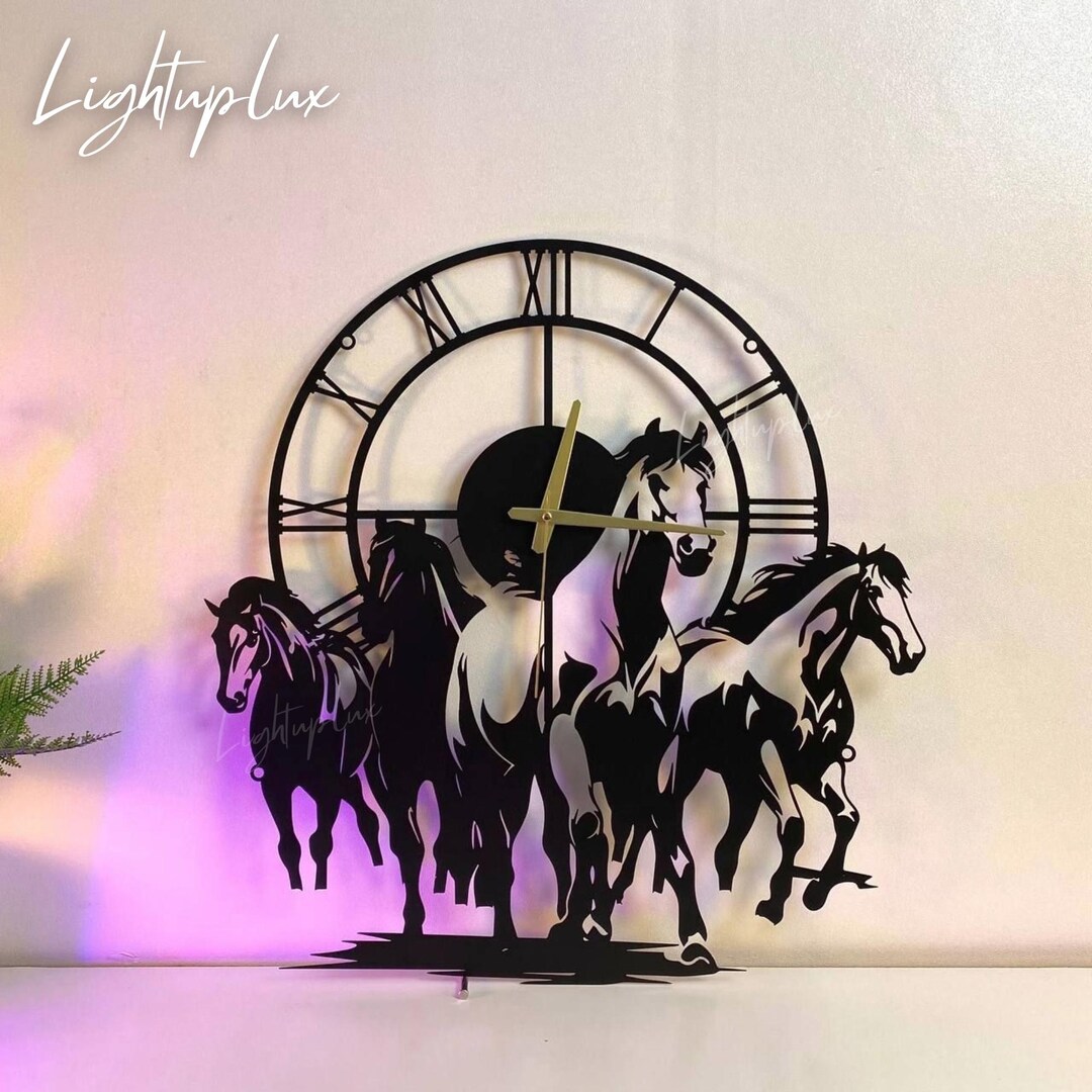 Horse Metal Wall Clock | Personalized Horse Equestrian Wall Art for ...