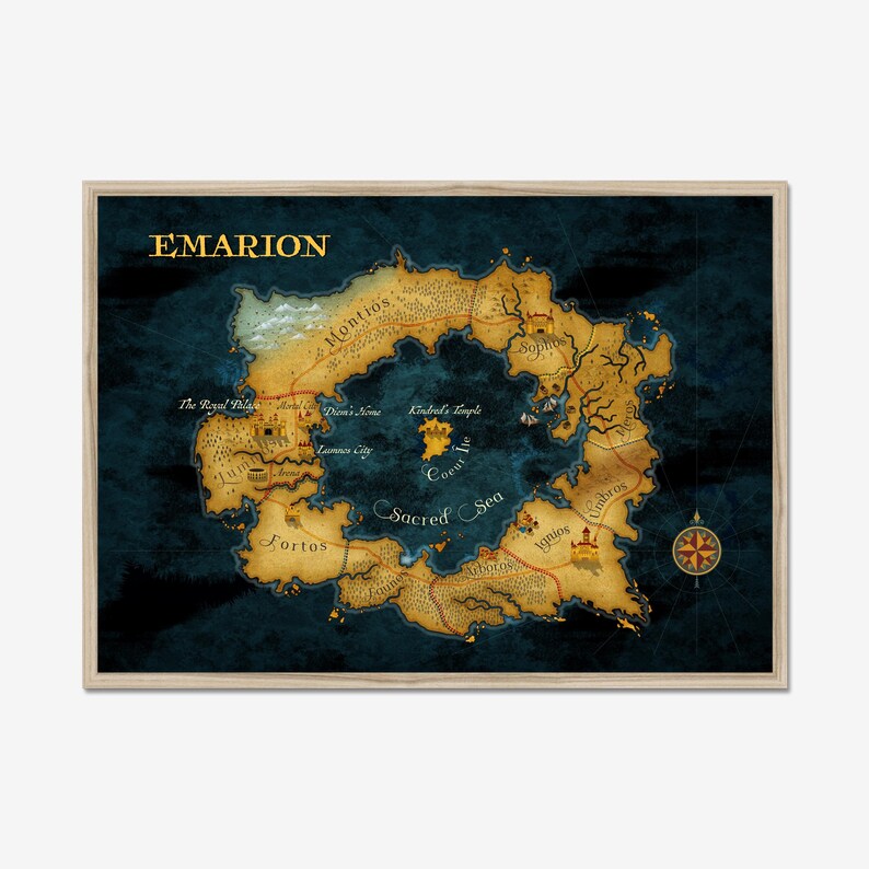 Framed Map of Emarion - the Kindred's Curse Saga by Penn Cole - Classic ...