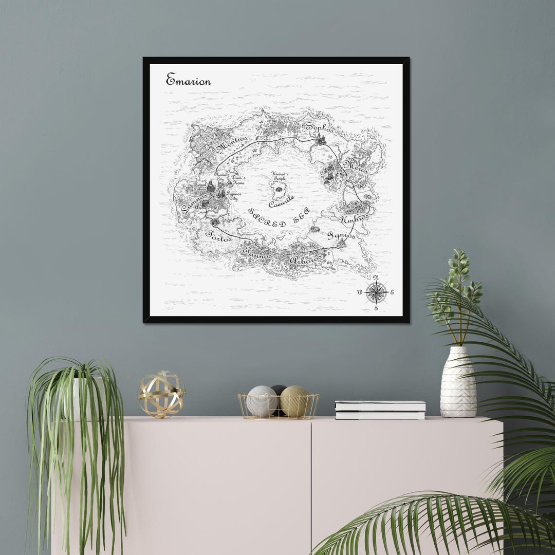 Framed Map of Emarion - the Kindred's Curse Saga by Penn Cole - Hand ...