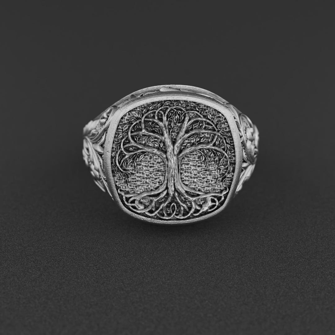 Sterling Silver Tree of Life Signet Ring, Celtic Handmade Jewelry - Etsy