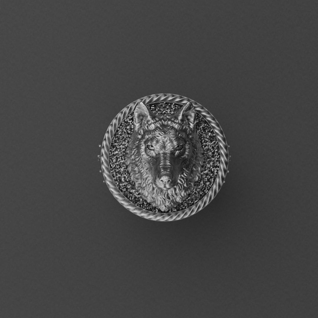 925 Silver Wolf Signet Ring, Animal Head Jewelry - Etsy