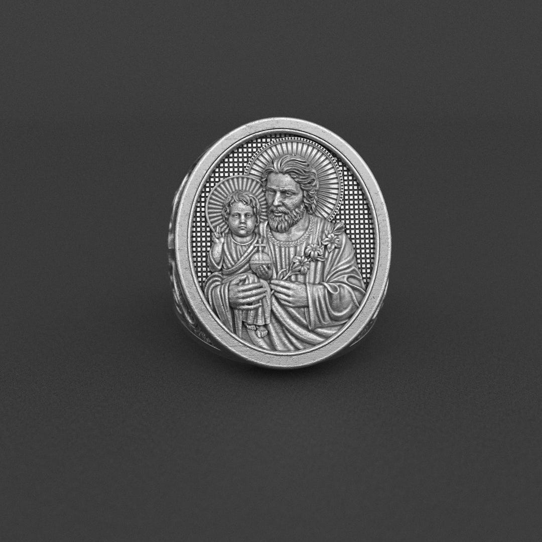 Handmade Sterling Silver Saint Joseph Signet Ring, Catholic Jewelry - Etsy