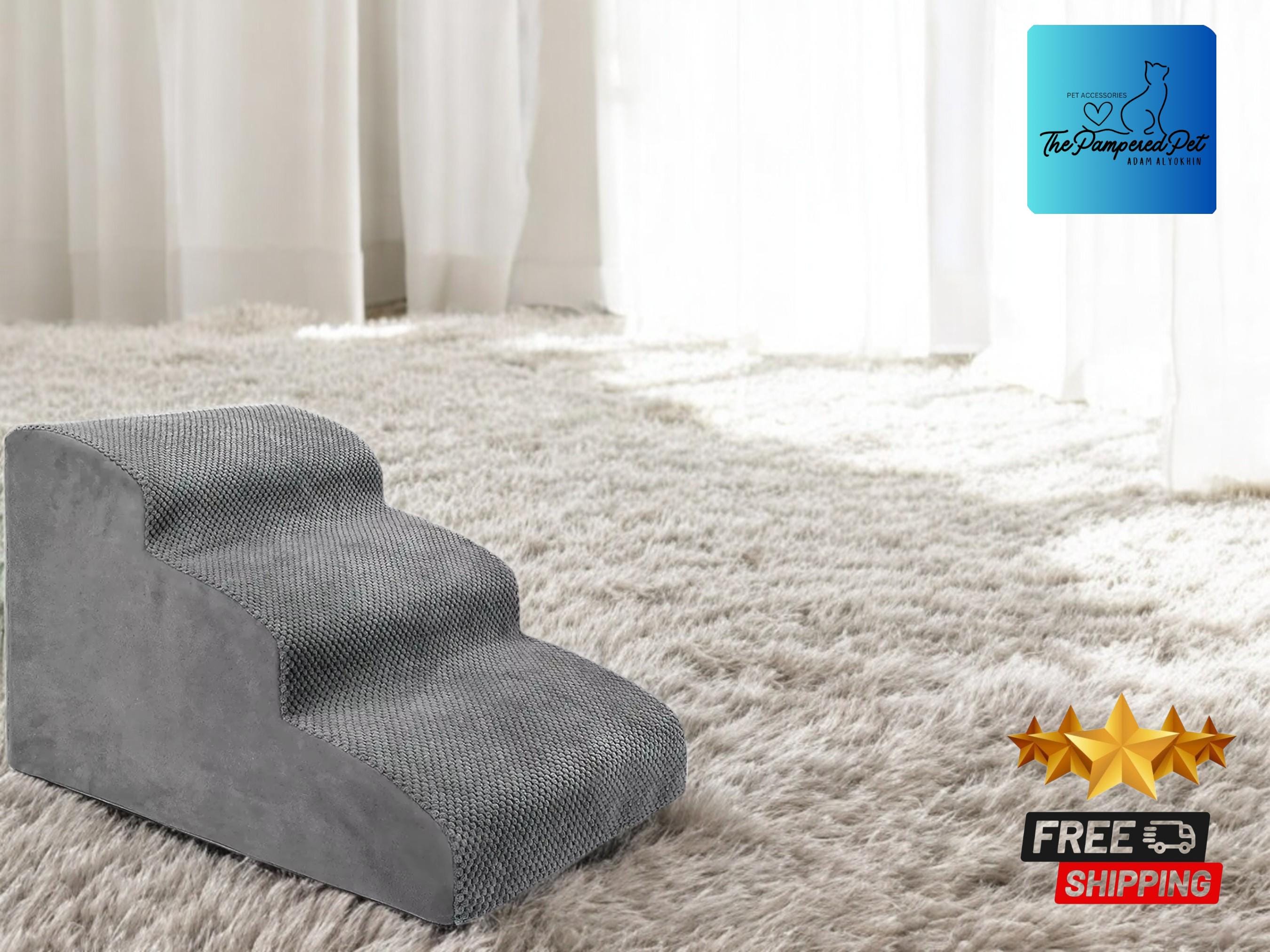 Adjustable Dog Ramp & Stairs | Pet Steps for Bed and Sofa | Soft ...