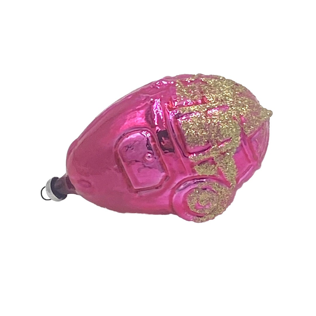 Vintage Mercury Glass Hot Pink Gold Blimp Zeppelin Ornament Rare W ...