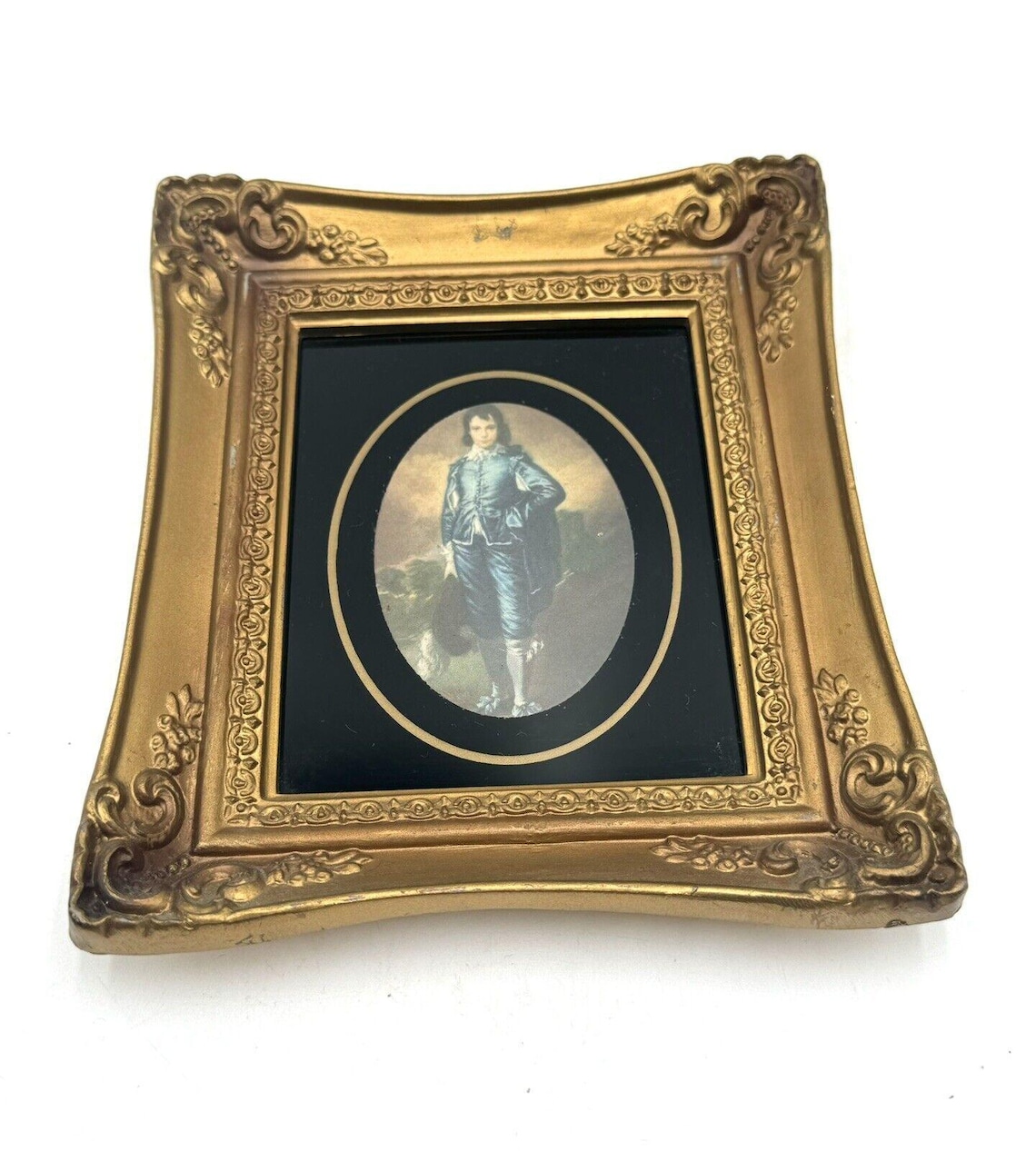 Vintage Blue Boy & Pinkie Prints Ornate Gold Plastic W Glass Frames ...