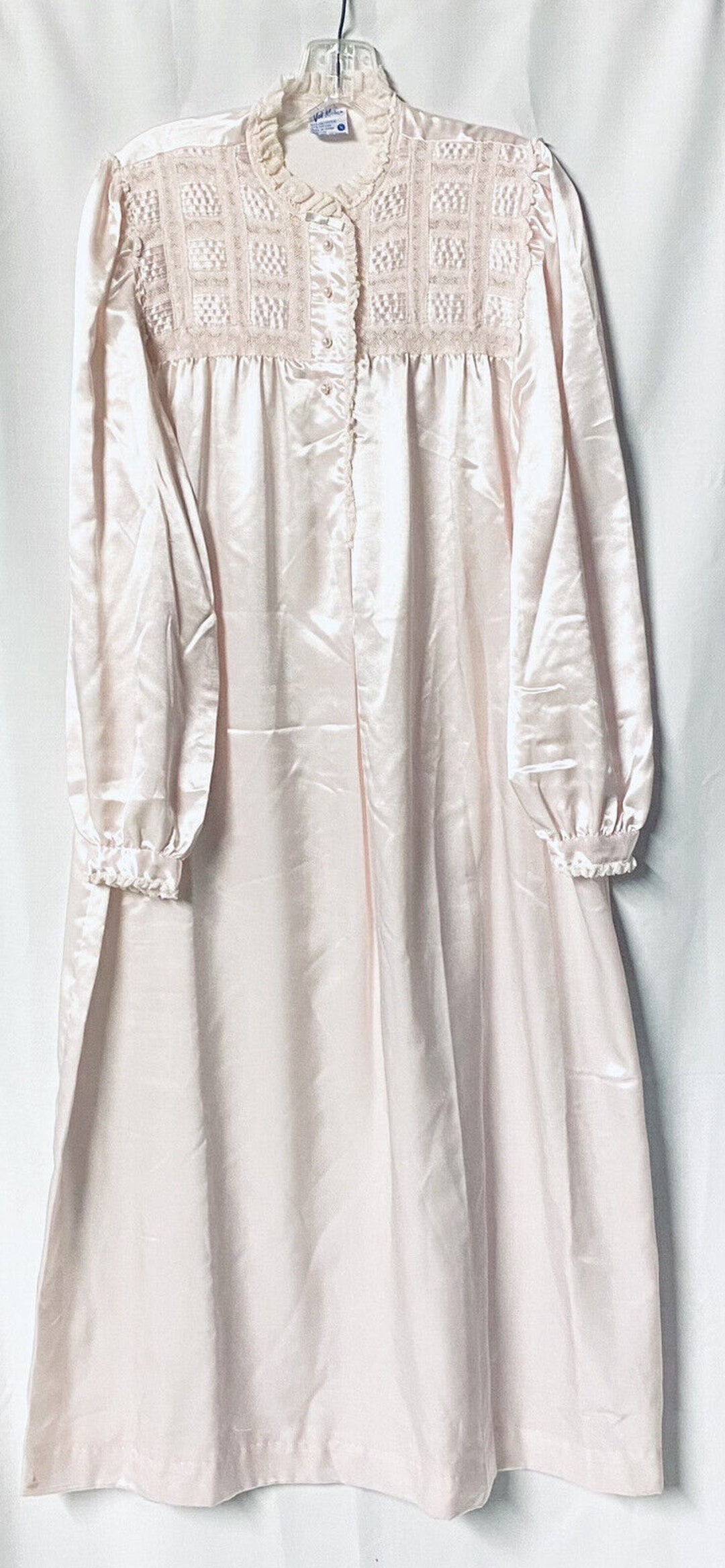 Vintage 1990's Val Mode Pink Nightgown Pearl Buttons Lace - Etsy