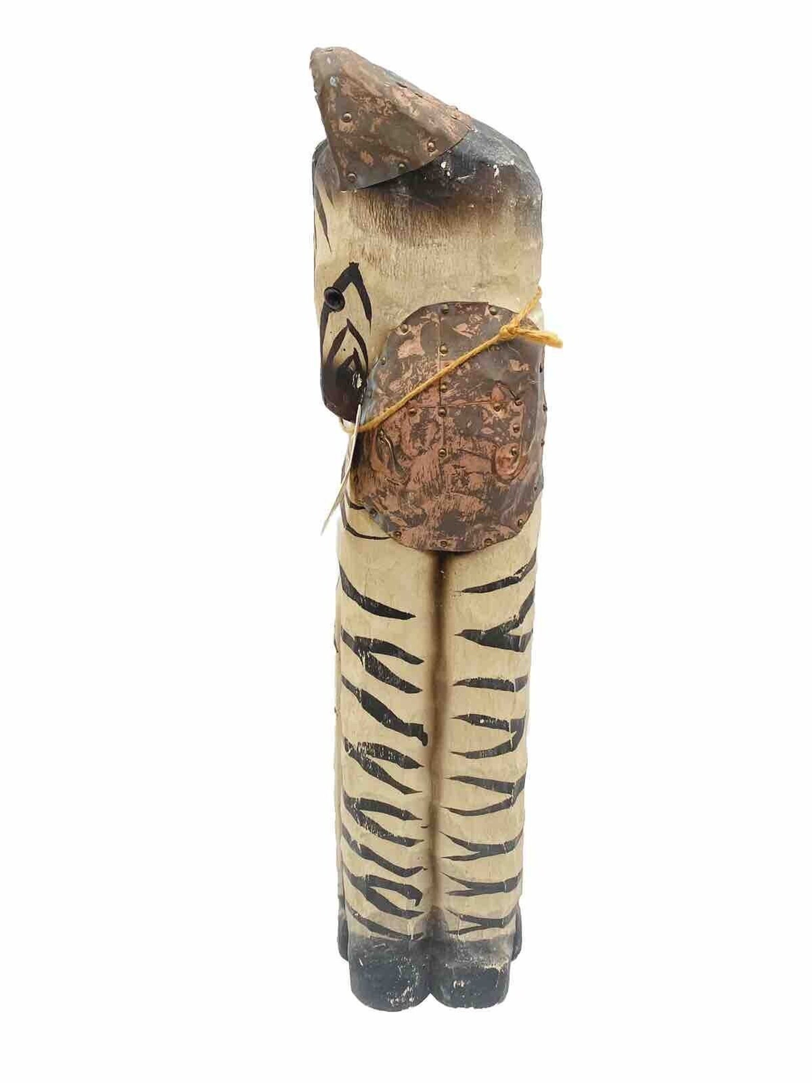 Vintage James Haddon Carvedsigned Painted Wood Zebra Folk Art Safari W ...