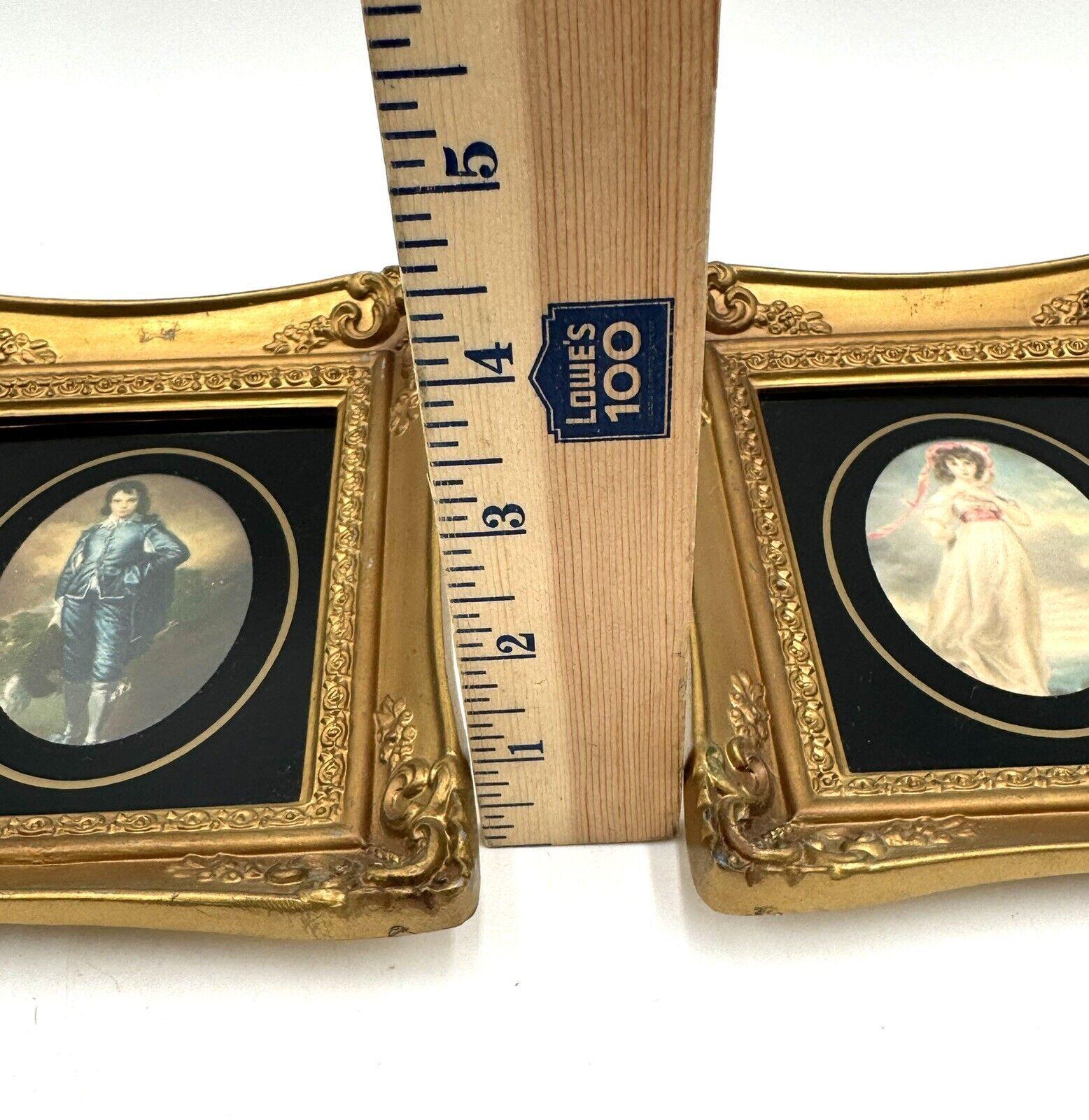 Vintage Blue Boy & Pinkie Prints Ornate Gold Plastic W Glass Frames ...