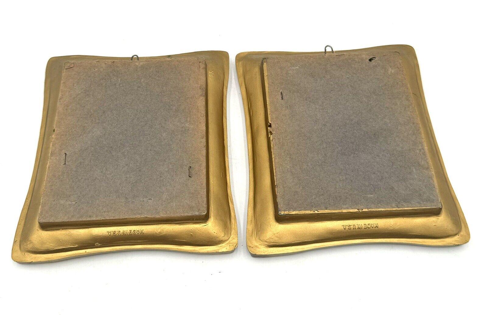 Vintage Blue Boy & Pinkie Prints Ornate Gold Plastic W Glass Frames ...