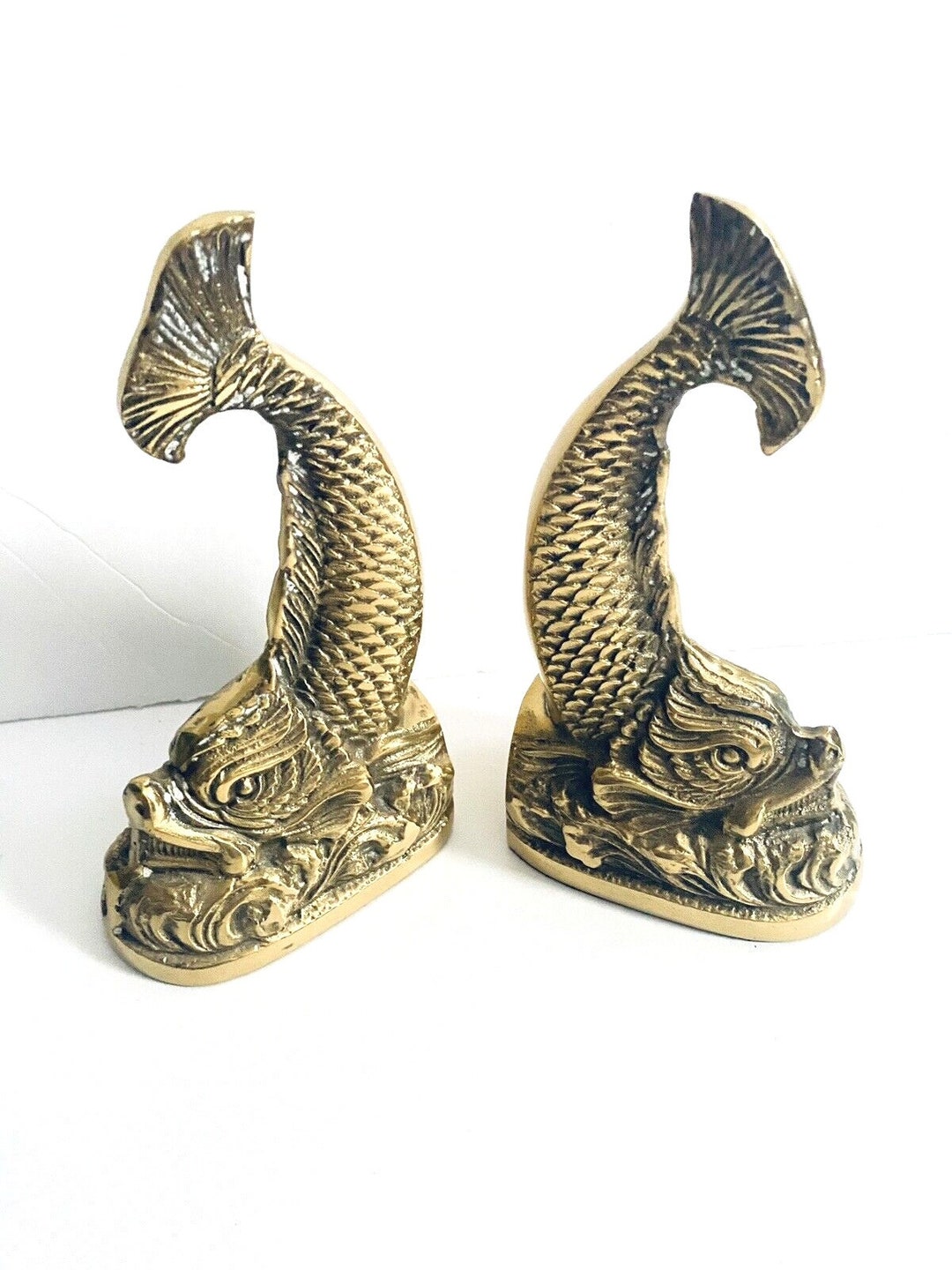 Vintage Brass Koi Fish Mid Century MCM Heavy Solid Bookends - Etsy