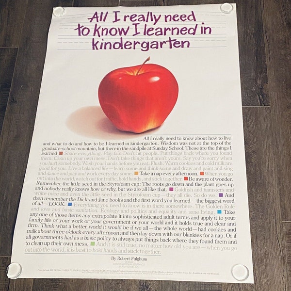All I Really Need to Know I Learned in Kindergarten Poster - Etsy