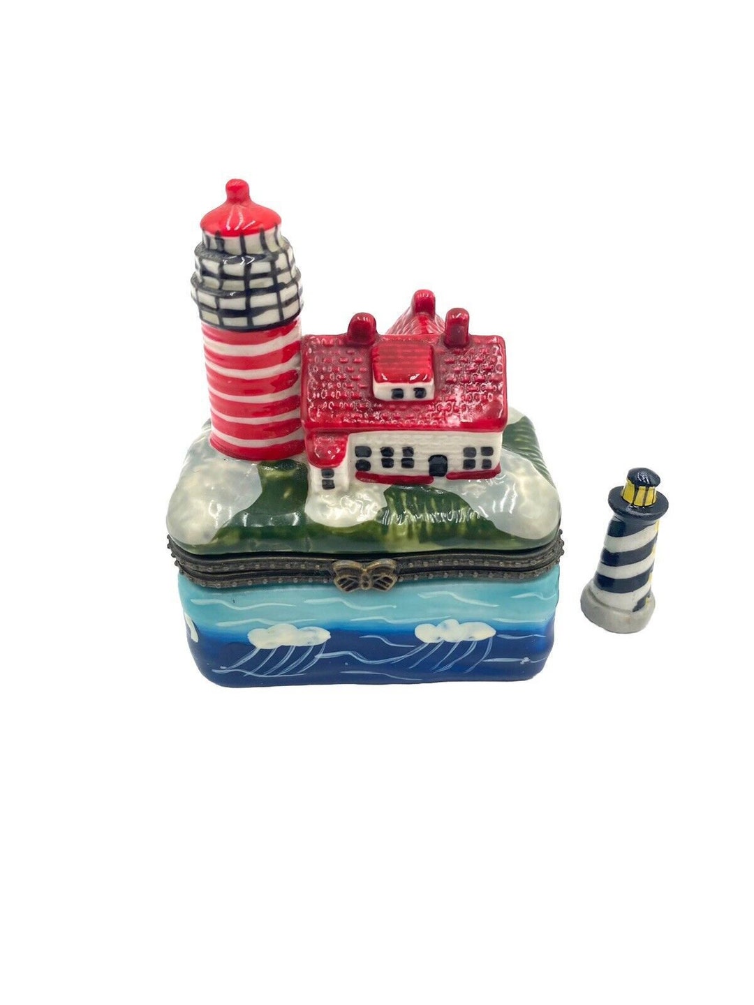 Vintage PHB Porcelain Hinged Lighthouse Box With Lighthouse Trinket ...