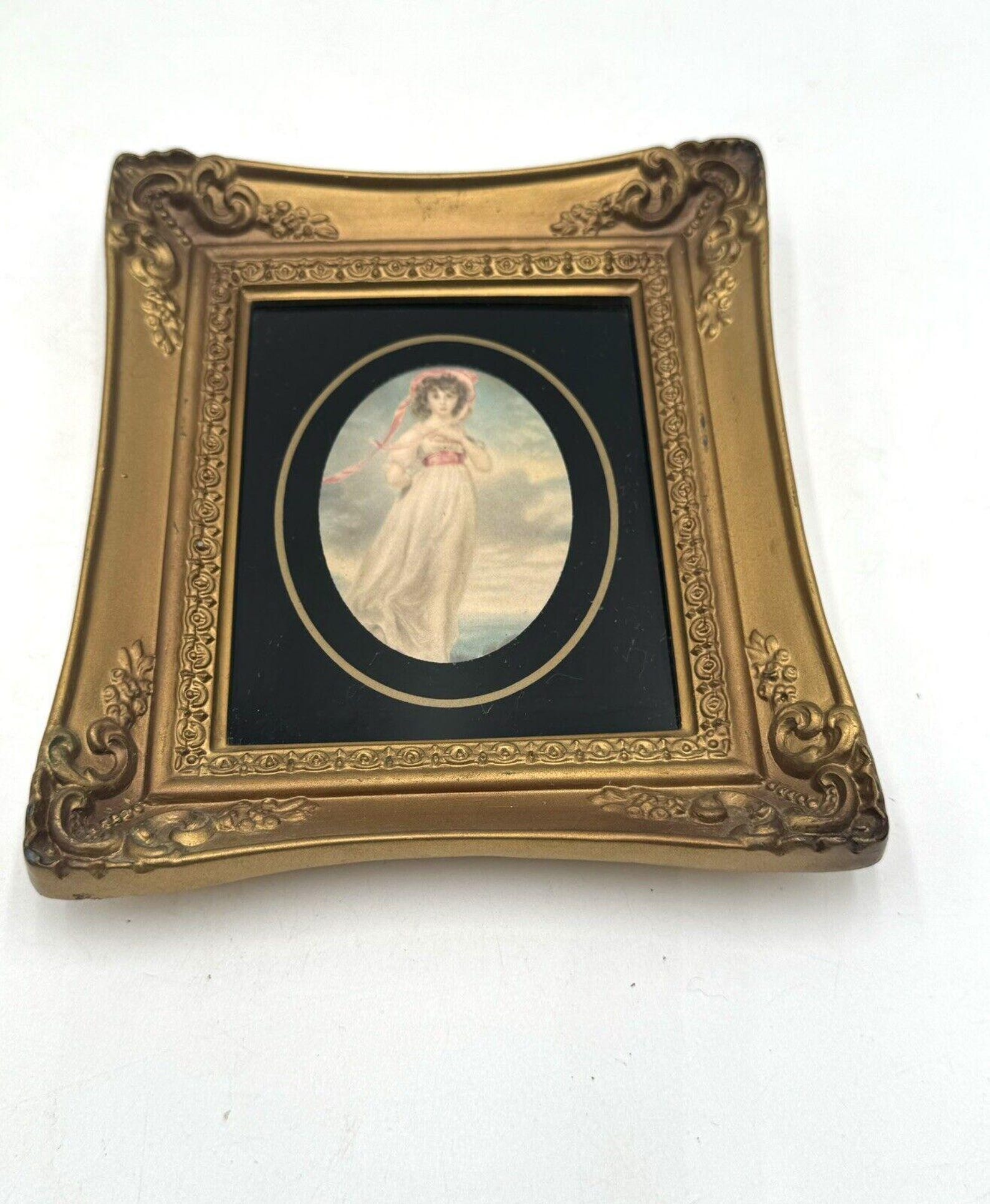 Vintage Blue Boy & Pinkie Prints Ornate Gold Plastic W Glass Frames ...