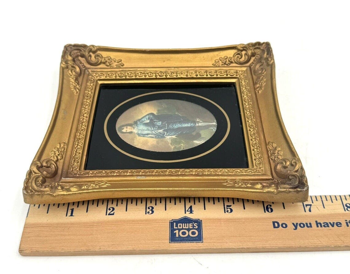 Vintage Blue Boy & Pinkie Prints Ornate Gold Plastic W Glass Frames ...