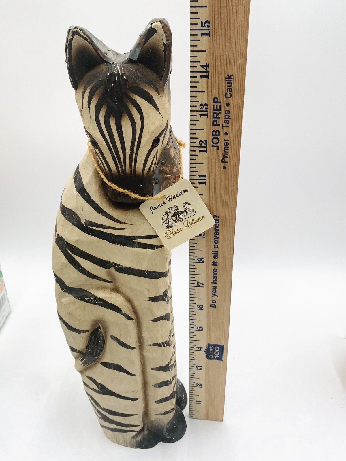 Vintage James Haddon Carvedsigned Painted Wood Zebra Folk Art Safari W ...