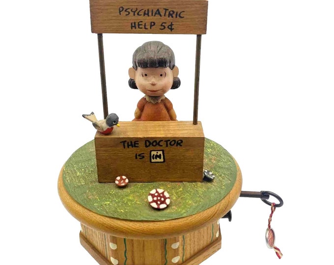 Vintage Thorens Anri Peanuts Lucy Psychiatrist Booth Music Box Hand ...