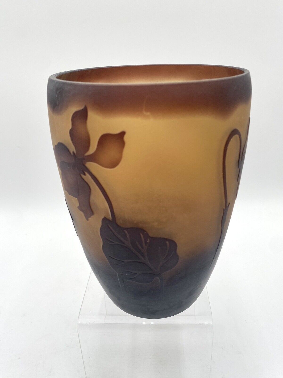 Vintage Emile Galle Reproduction Art Glass Vase W Embossed Flowers ...