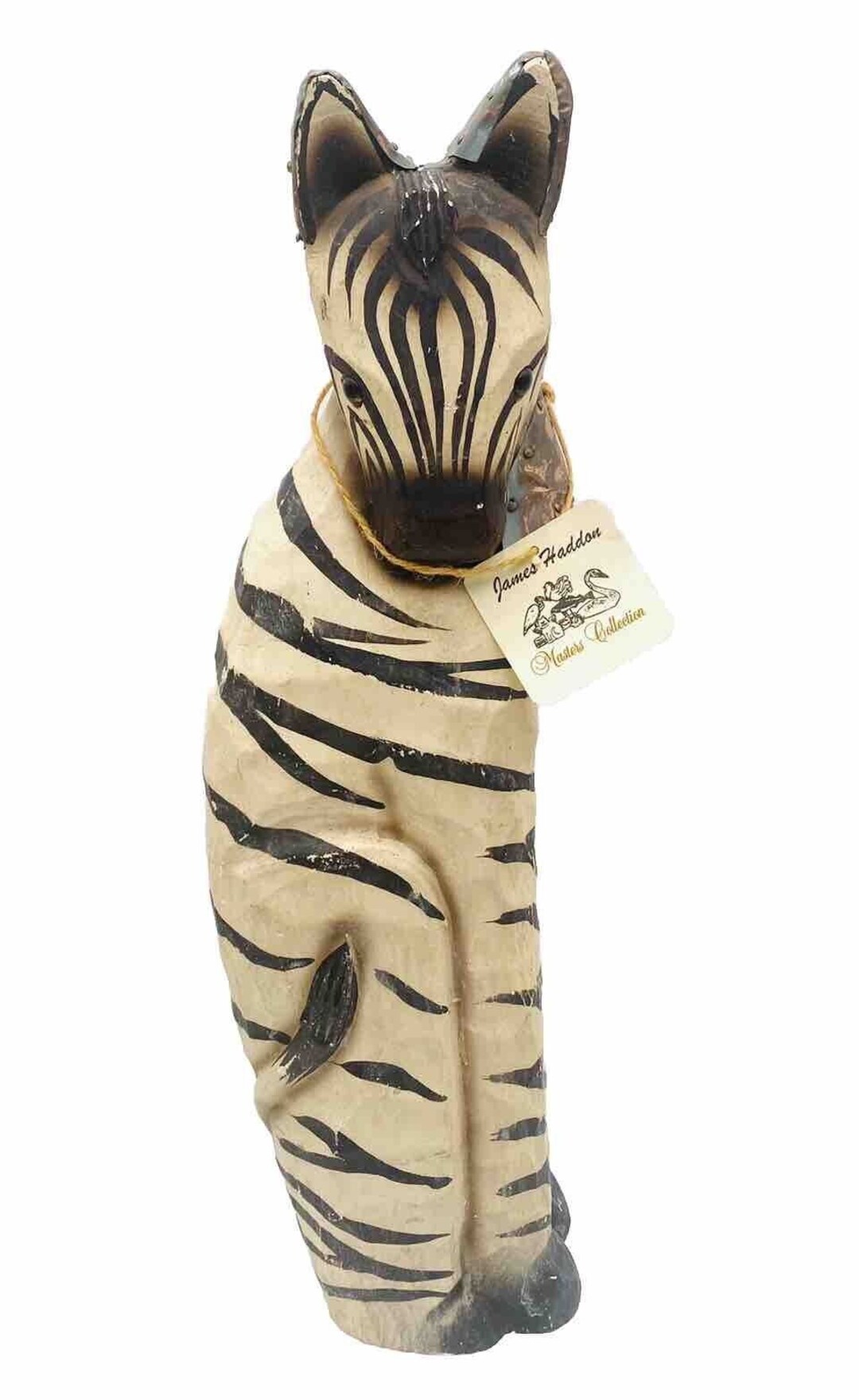 Vintage James Haddon Carvedsigned Painted Wood Zebra Folk Art Safari W ...