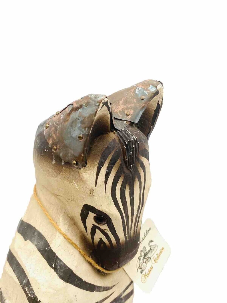 Vintage James Haddon Carvedsigned Painted Wood Zebra Folk Art Safari W ...