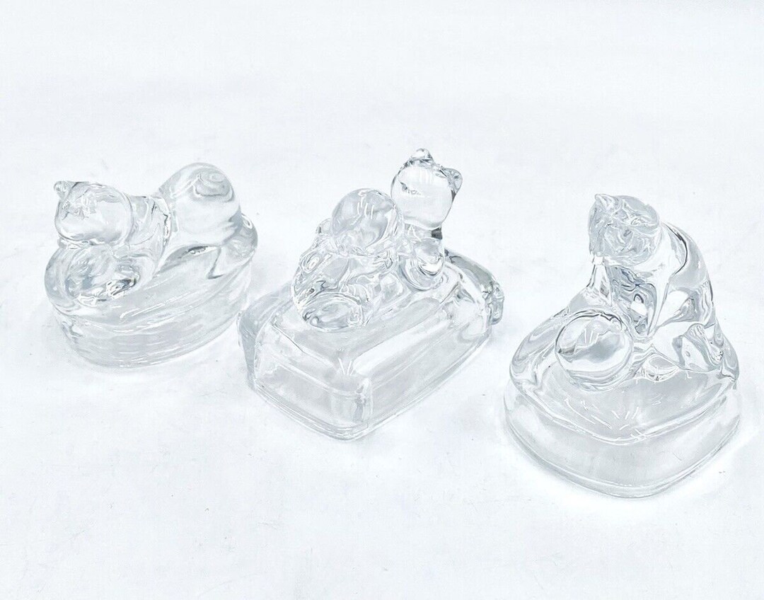 Vintage Avon Crystal Cats Collection Set / Lot of 3 Cats Playing With a ...